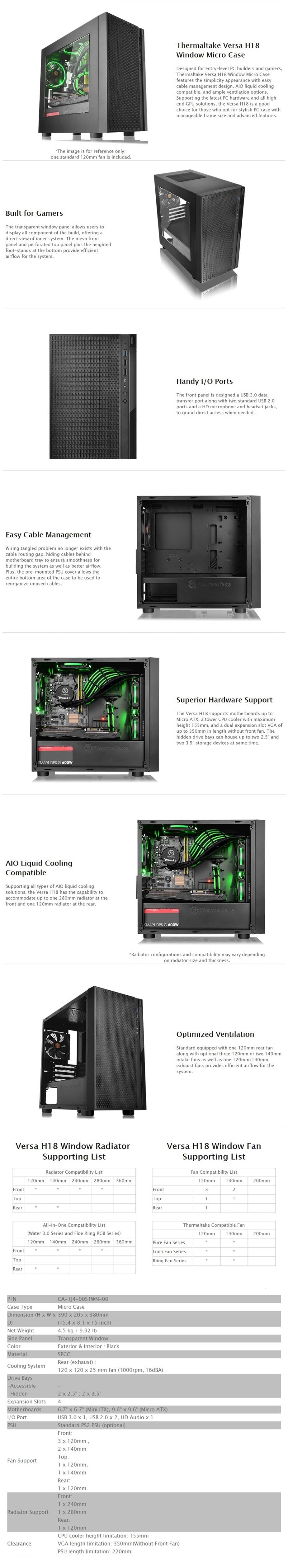 Thermaltake Versa H18 Window Micro Case