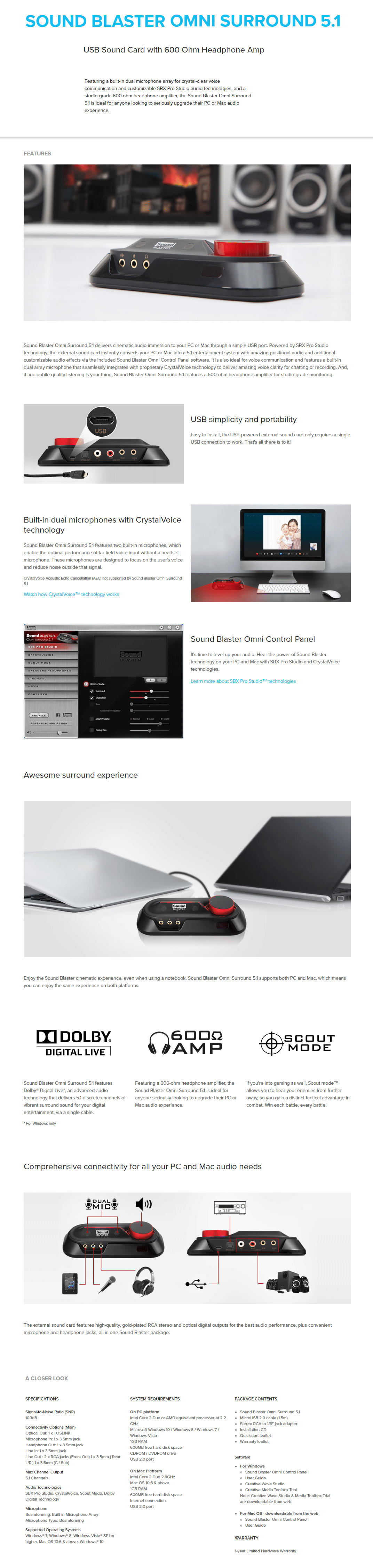 Creative Sound Blaster Omni Surround 5.1 USB Sound Card