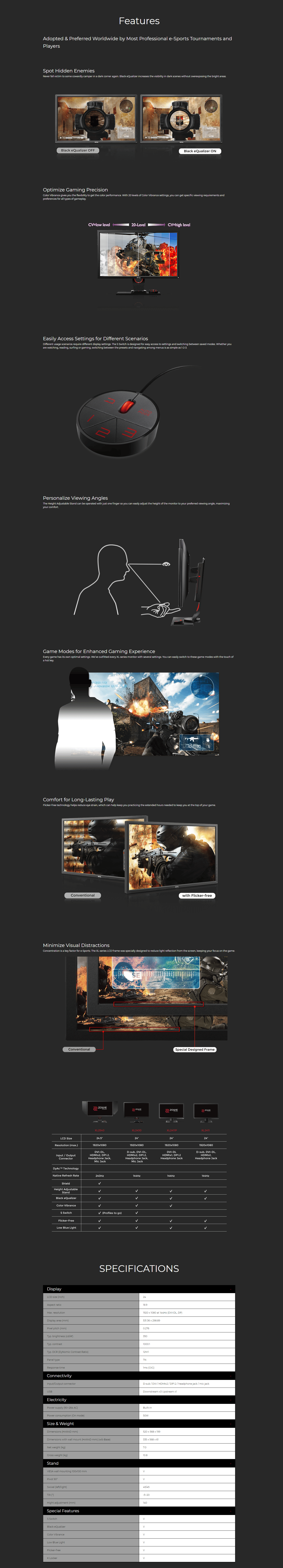 BenQ ZOWIE XL2430 24" 144Hz 1ms Gaming Monitor