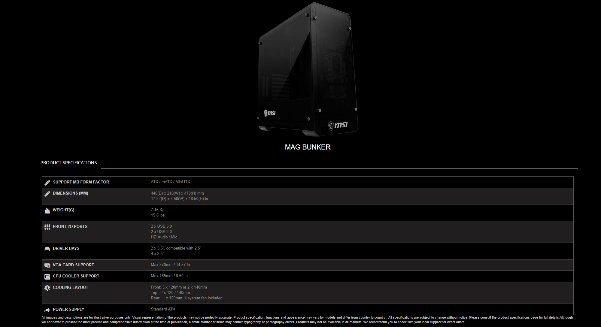 MSI MAG BUNKER CASE With 2xTemplered Glass