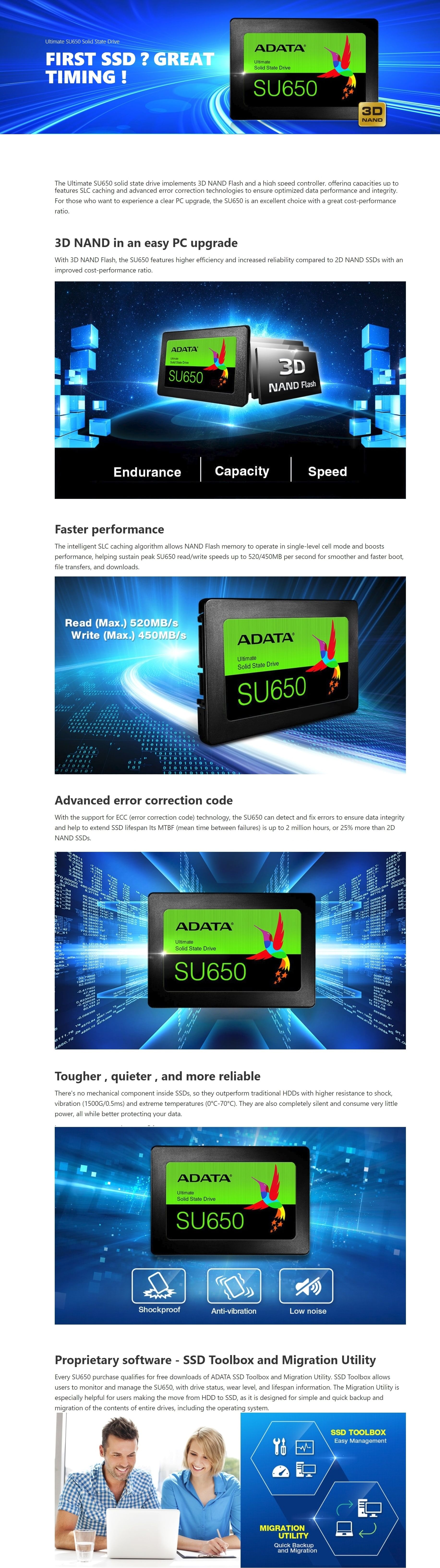 ADATA SU650 120GB SATA 2.5" SSD - Black