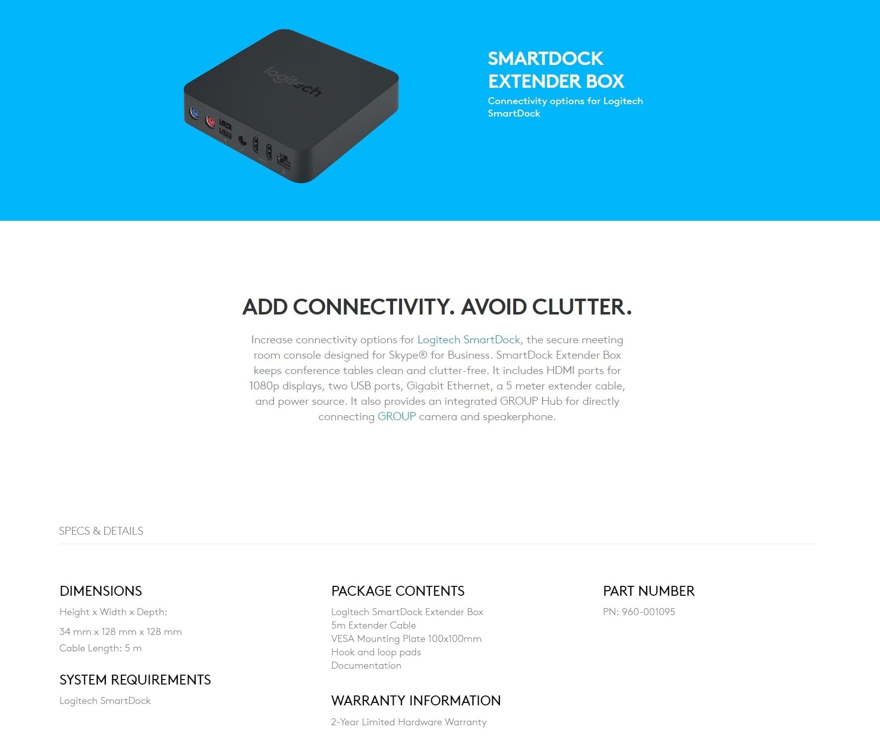 Logitech SmartDock Extender Box