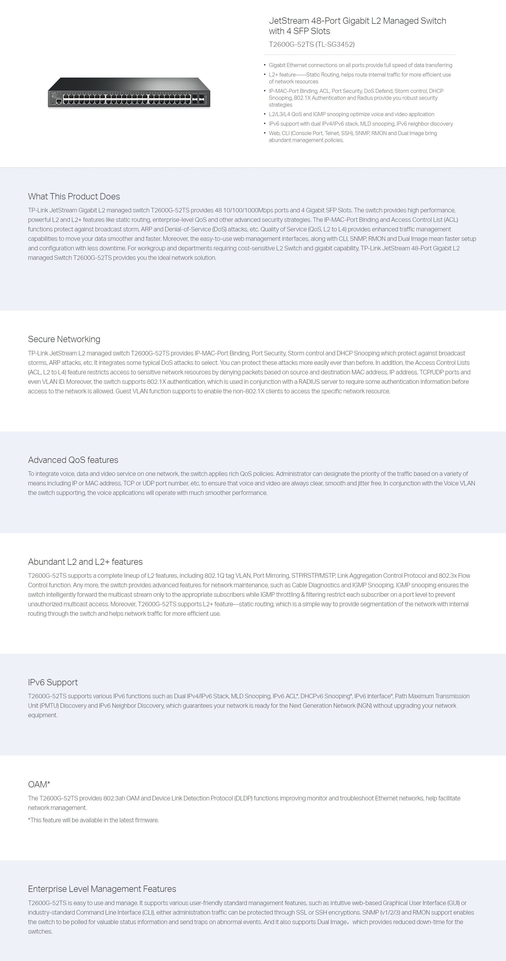 TP-Link TL-SG3452 JetStream 48-Port Gigabit Layer 2 Managed Switch With ...