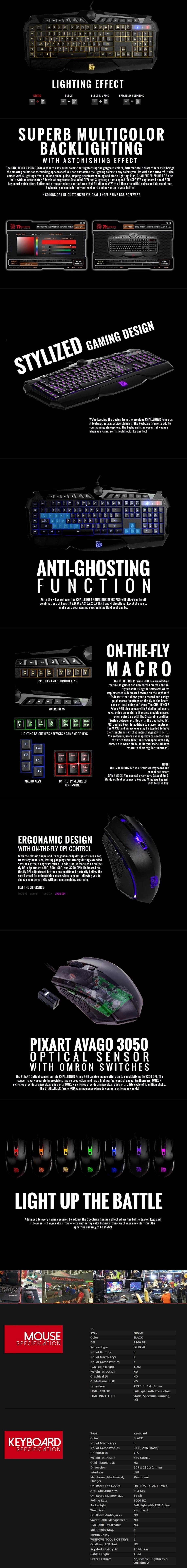 Thermaltake Challenger Prime RGB Keyboard and Mouse Combo