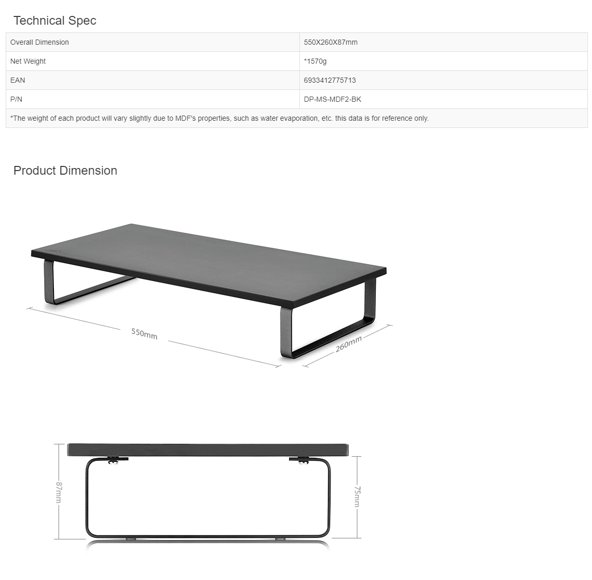 Deepcool M-Desk F2 Universal Monitor Stand