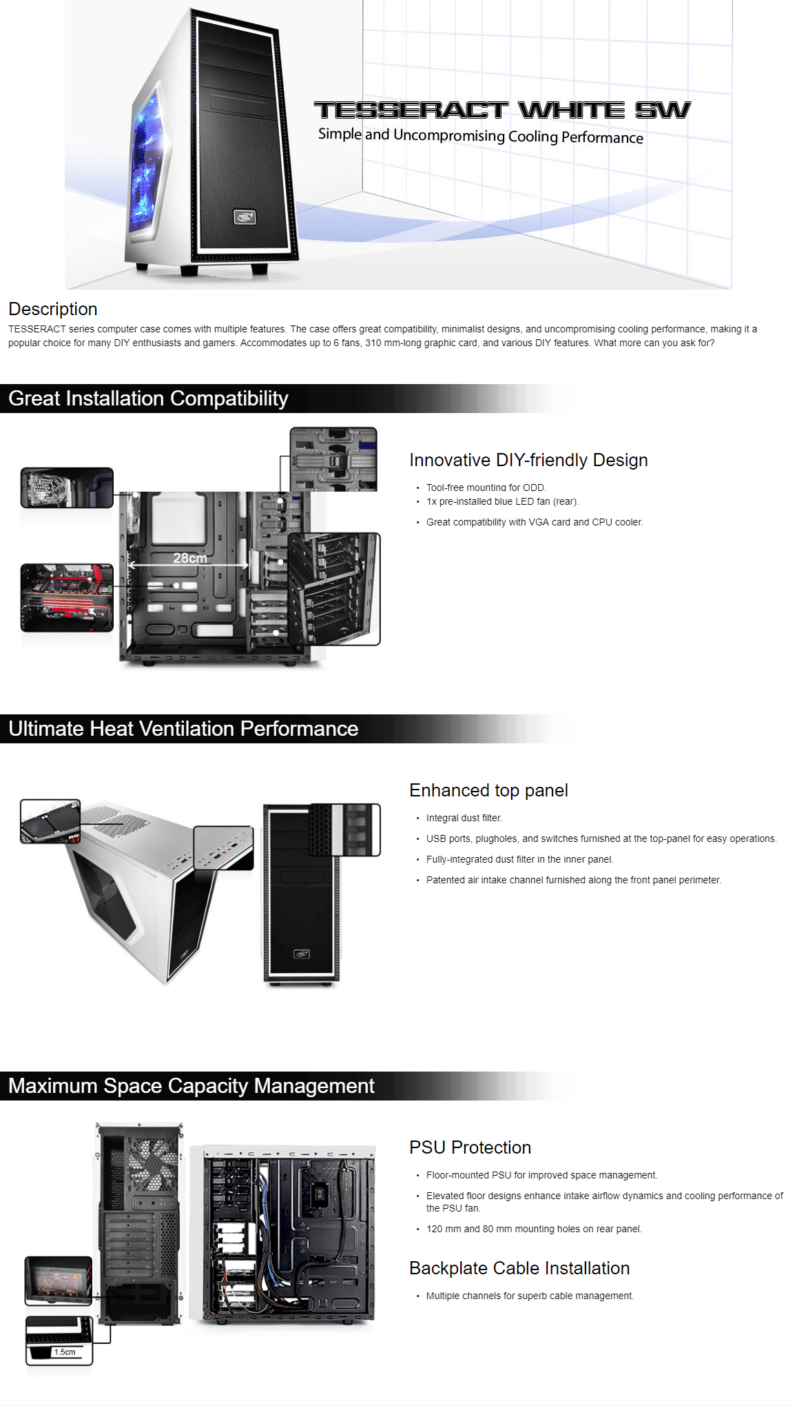Deepcool Tesseract SW Mid Tower Chassis - White
