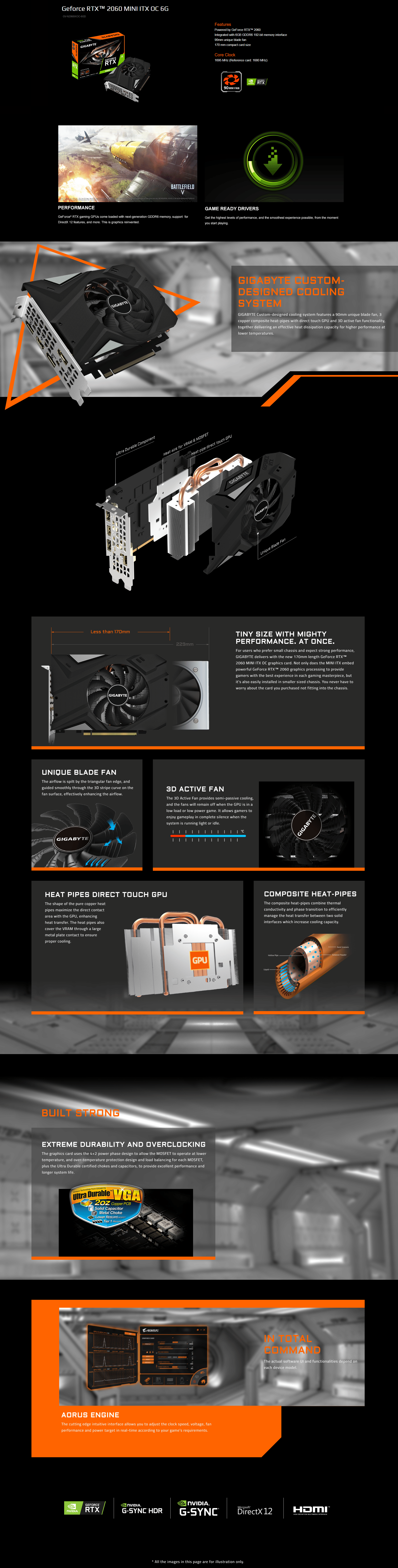 Gigabyte GeForce RTX 2060 MINI ITX OC 6G Graphics Card
