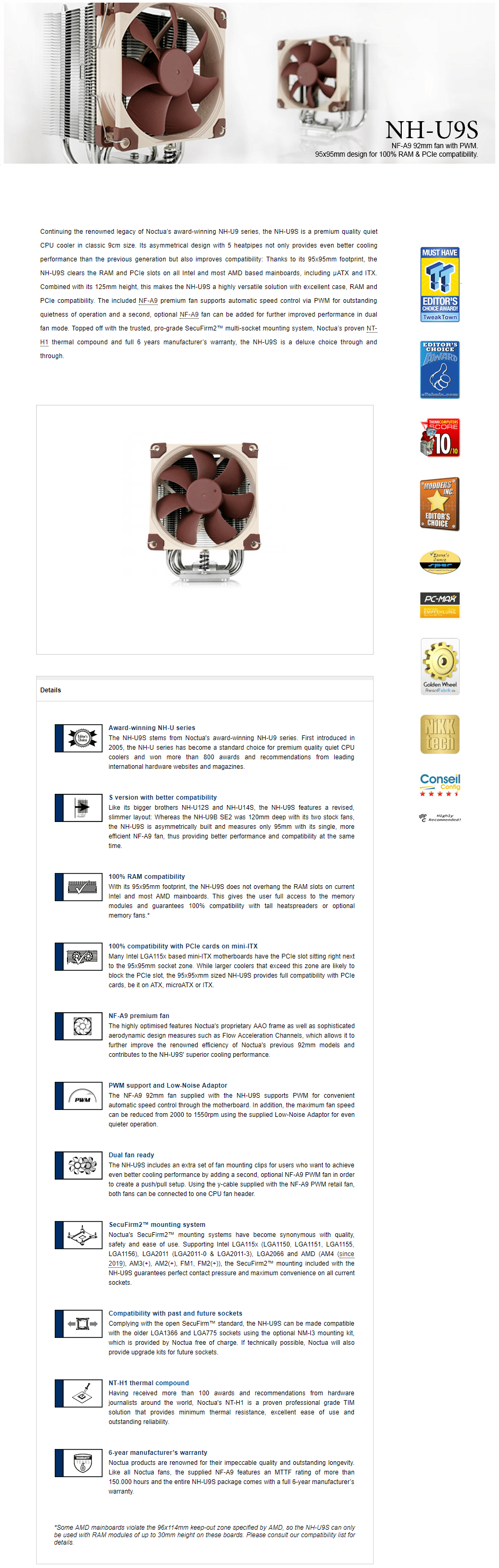 Noctua NH-U9S Multi Socket CPU Cooler