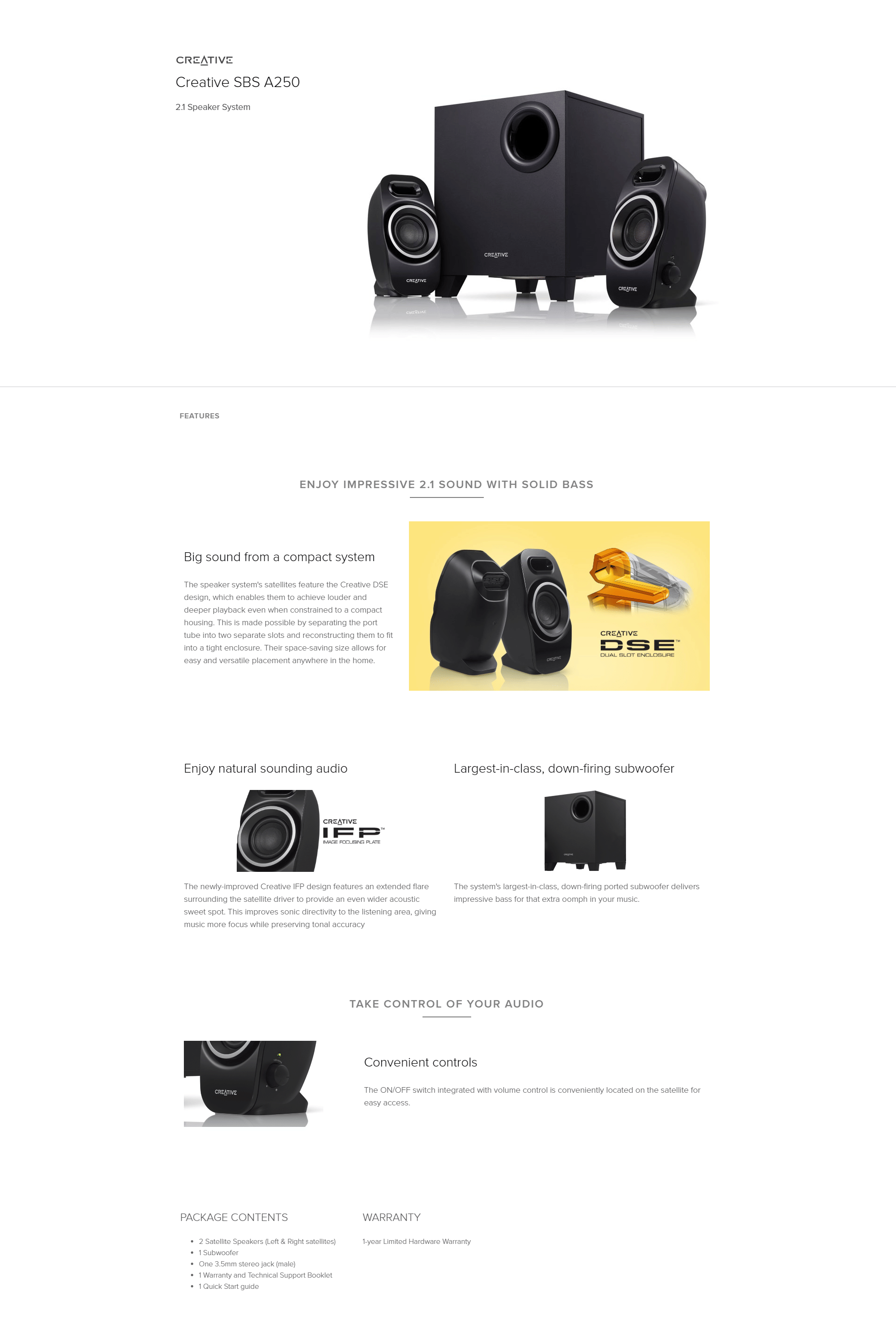 Creative SBS A250 2.1 Speaker System