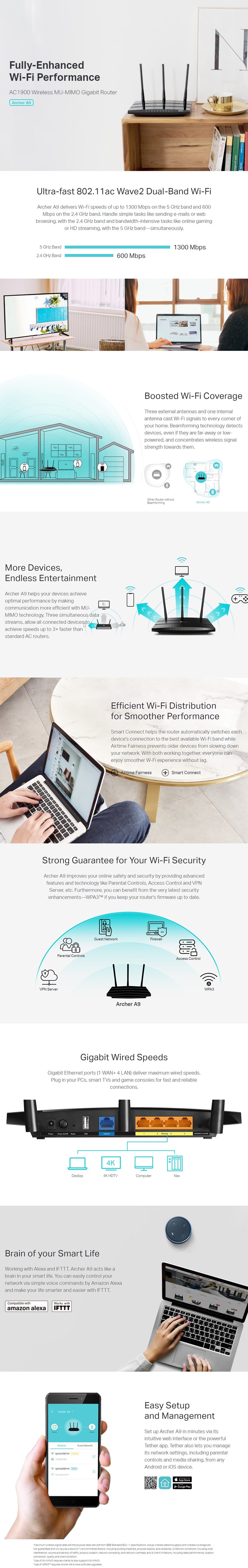 TP-Link Archer A9 AC1900 Dual-Band MU-MIMO Gigabit Router