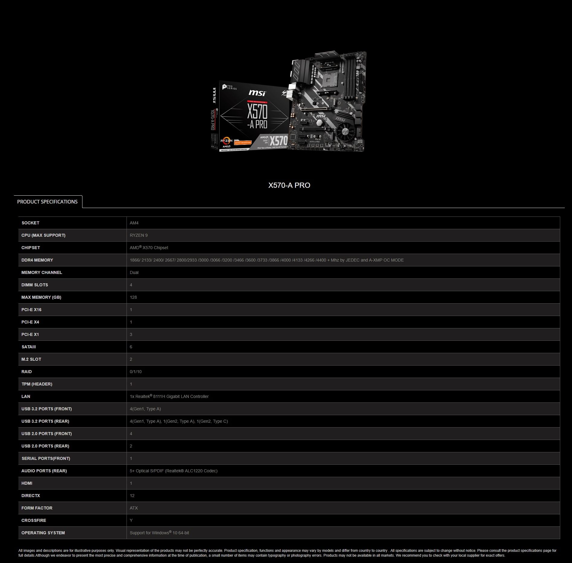 MSI X570-A Pro AMD X570 Motherboard