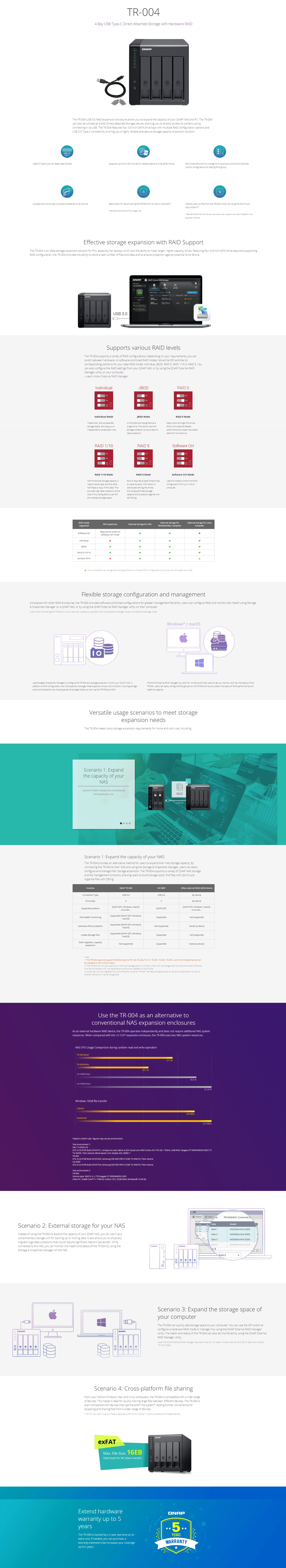 QNAP 4-Bay Diskless RAID Expansion Chassis For QNAP NAS