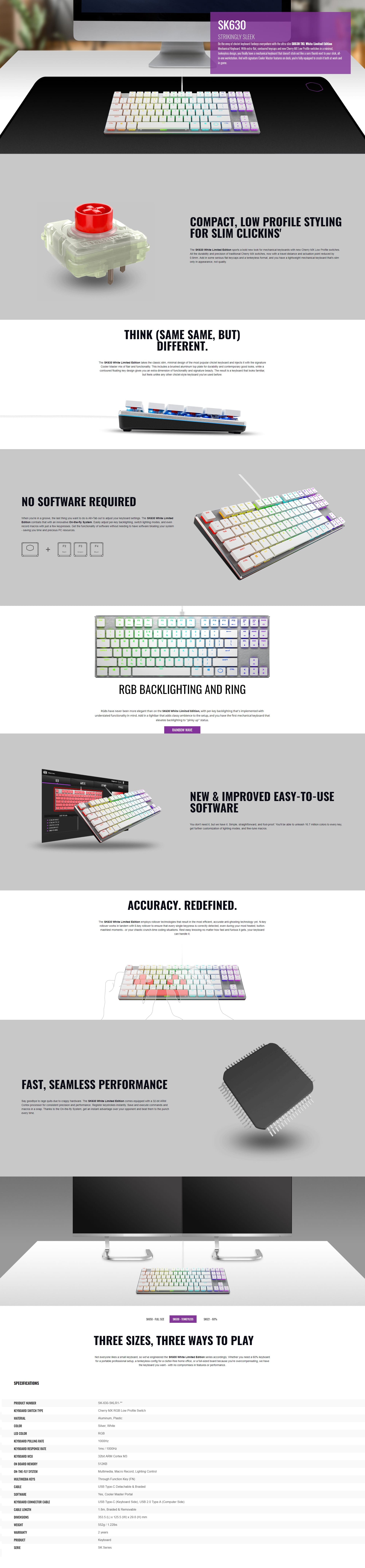 Cooler Master MasterKeys SK630 RGB Edition Mechanical Keyboard - White