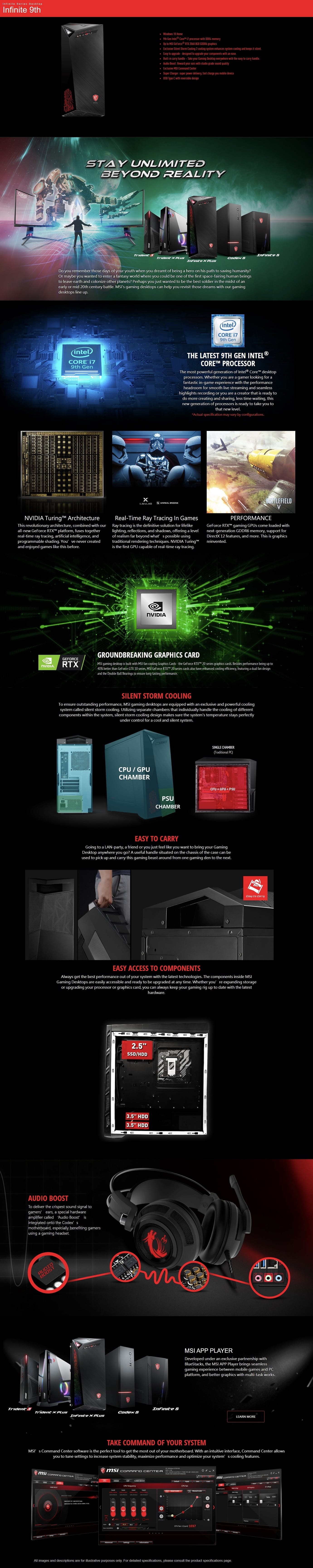 MSI Infinite Gaming Desktop PC, i5-9400F/GTX1650/8GB/256GB/W10H