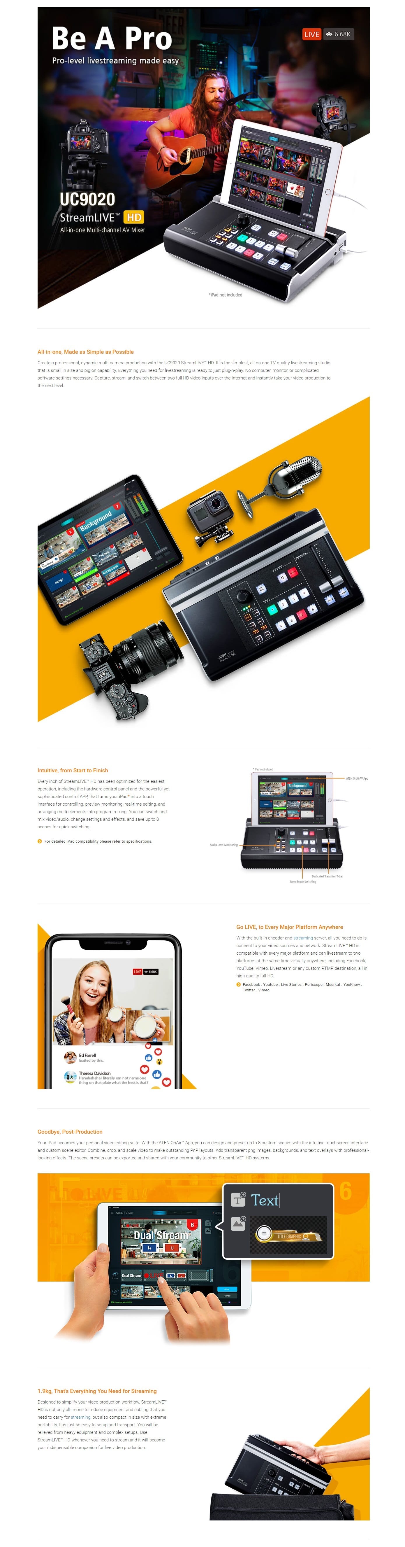 Aten StreamLIVE HD Multi-Channel AV Mixer