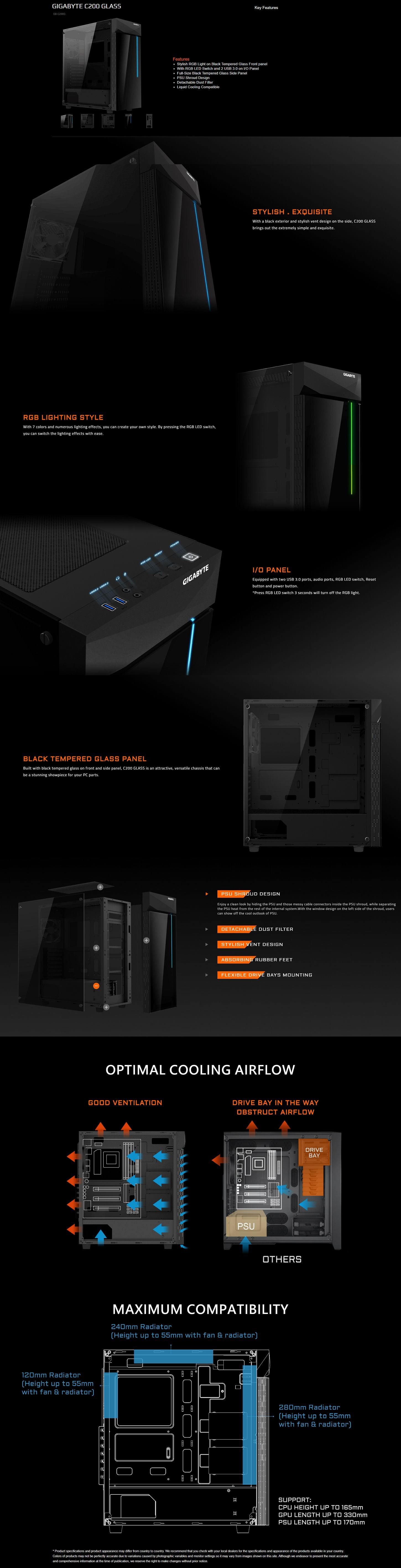 Gigabyte C200 ATX Case - Black