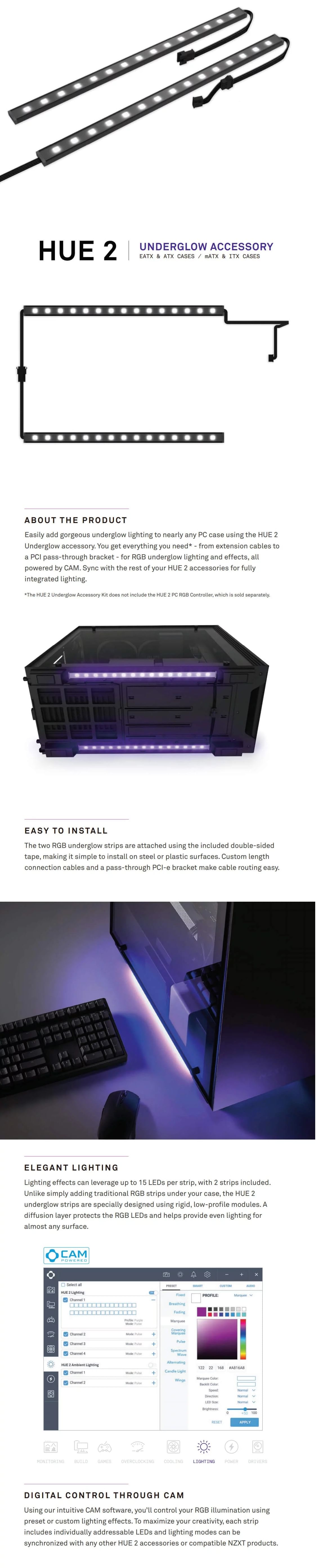 NZXT HUE Underglow 300mm Dual RGB LED Strips