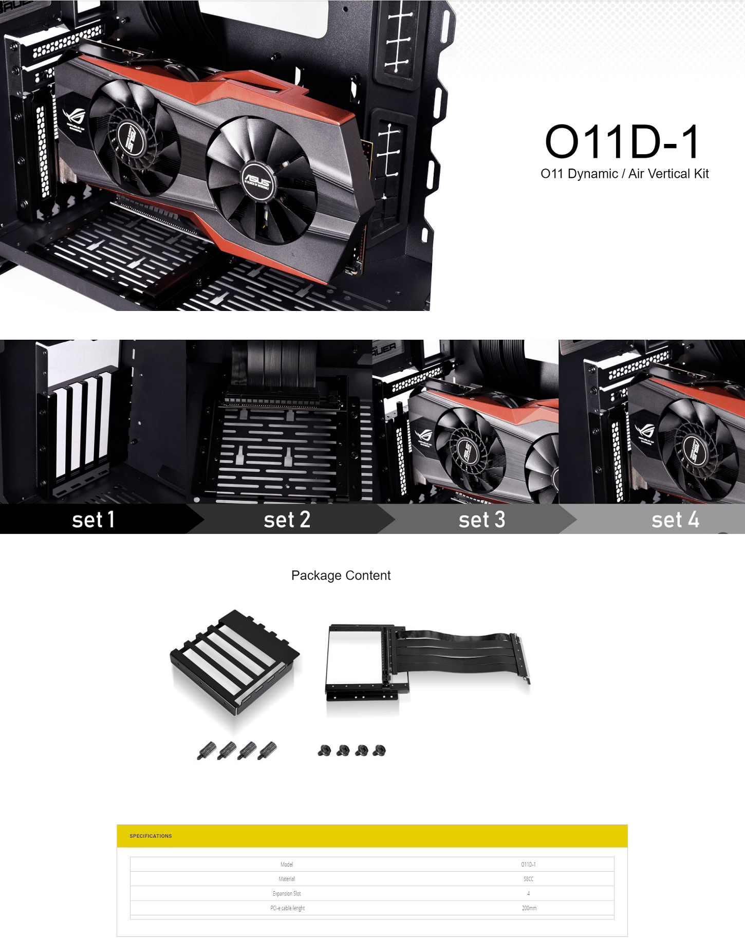 Lian Li O11D-1 Dynamic Air Vertical Kit/PCIe Riser Kit