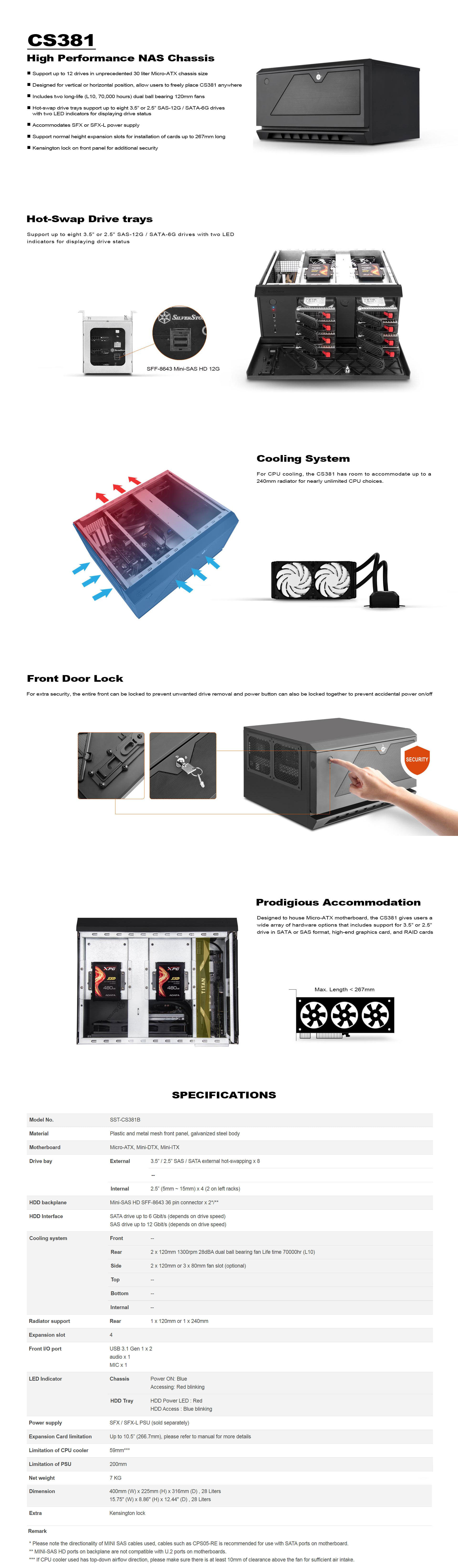 Silverstone CS381B Micro ATX Case, No SFX Power Supply