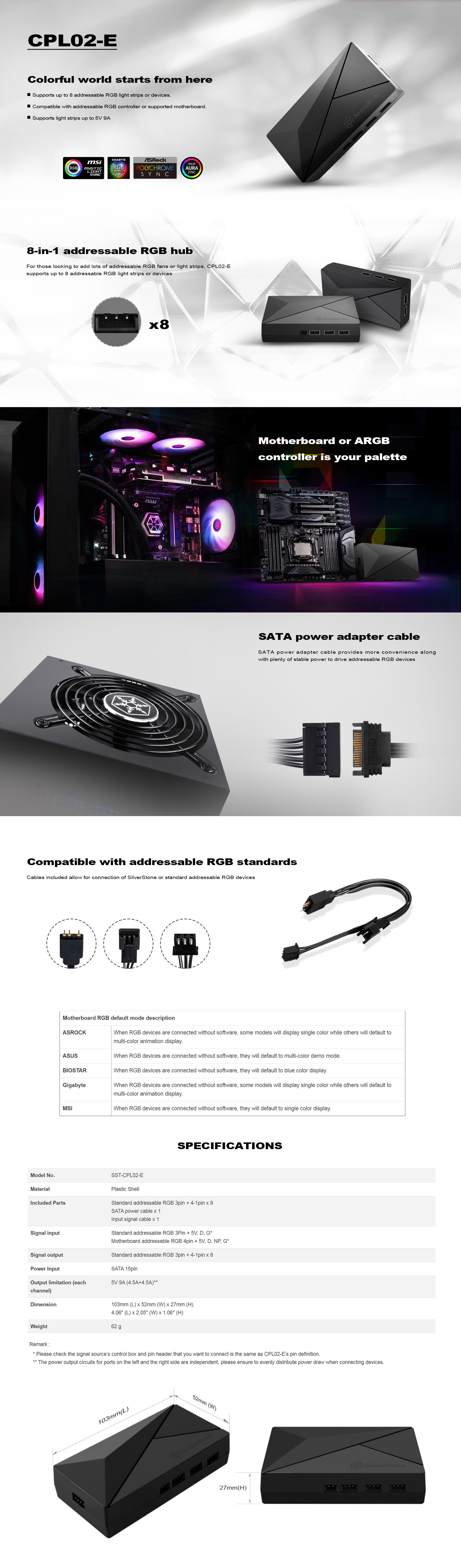 Silverstone CPL02-E 8-in-1 Addressable RGB Hub