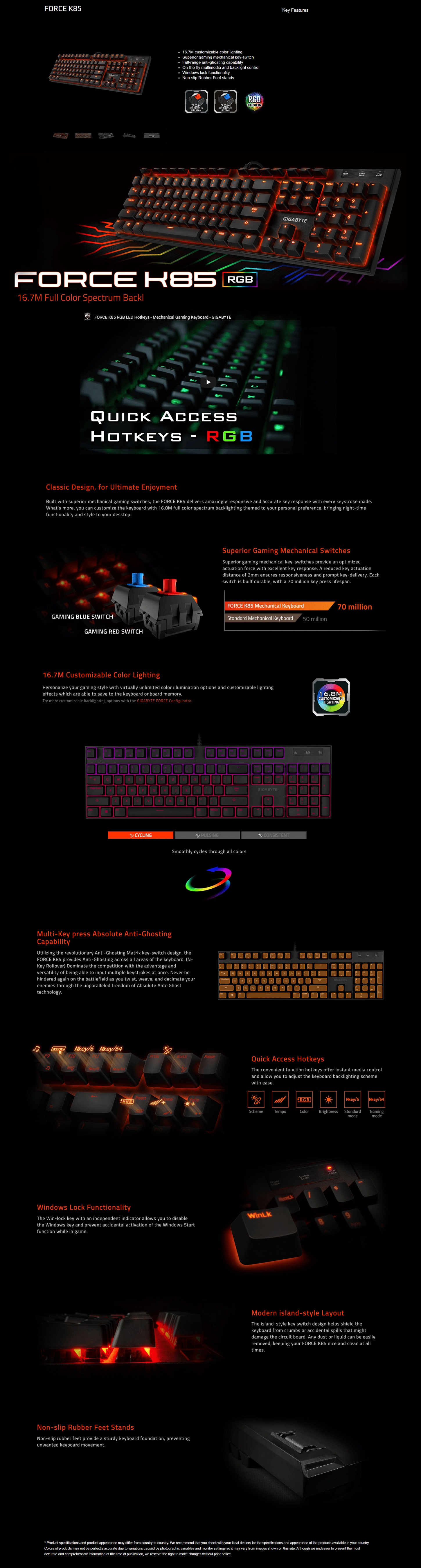 Gigabyte Force K85 Kailh Red RGB Keyboard