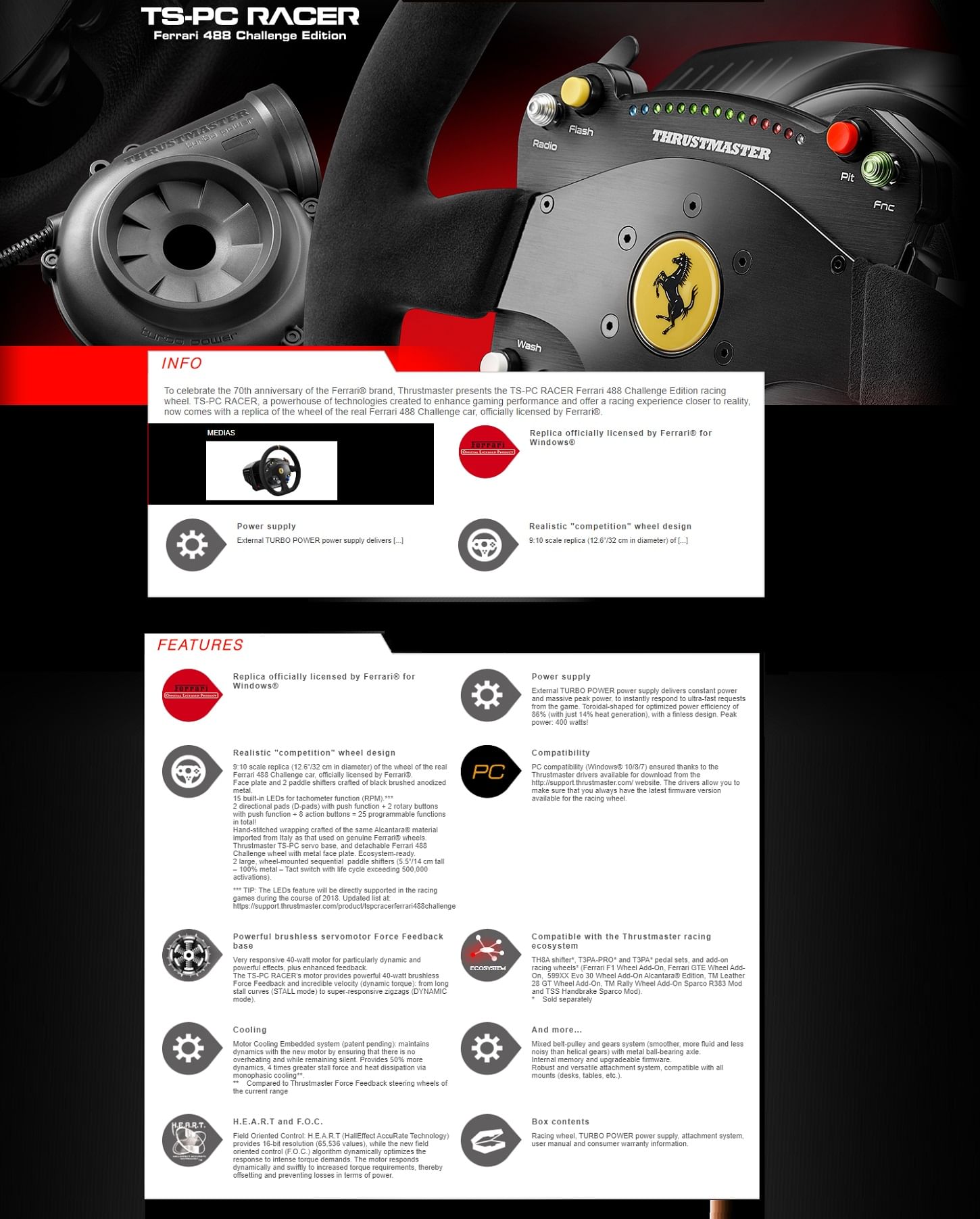 Thrustmaster TS-PC RAcer Ferrari 488 Challenge Edition Force Feedback ...