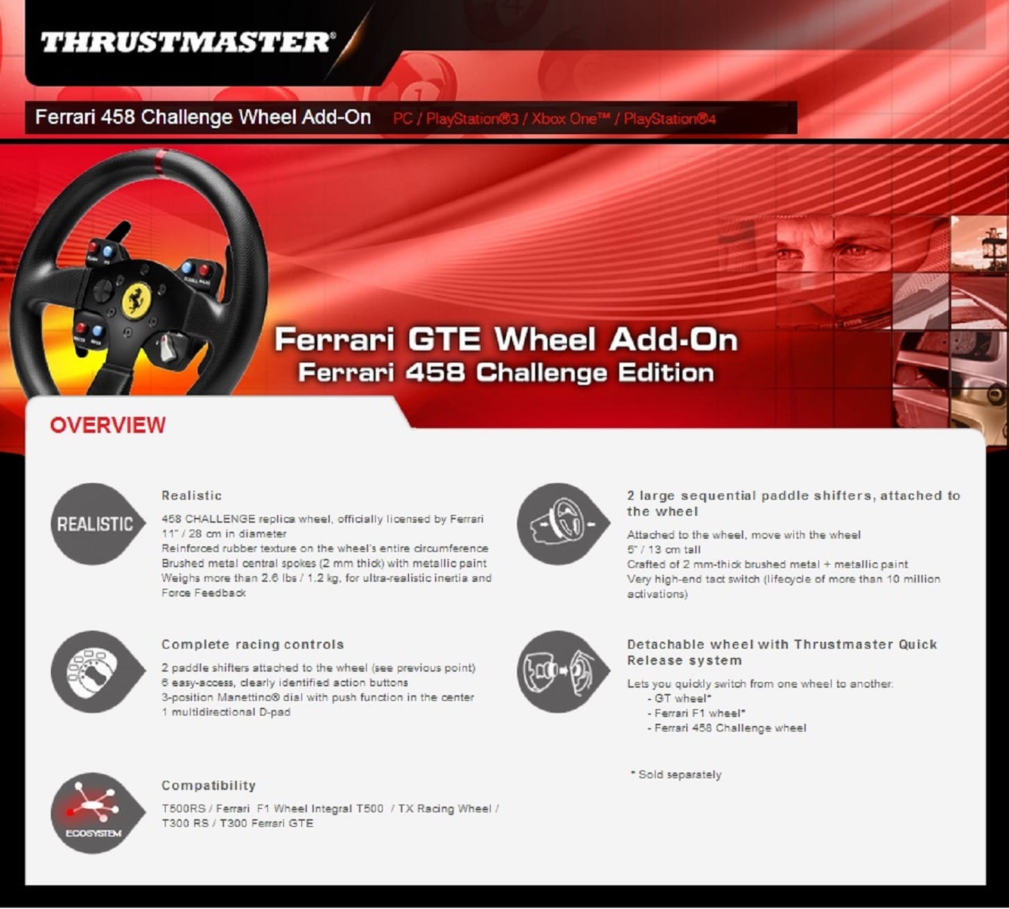 Thrustmaster Ferrari 458 Challenge Wheel Add-On