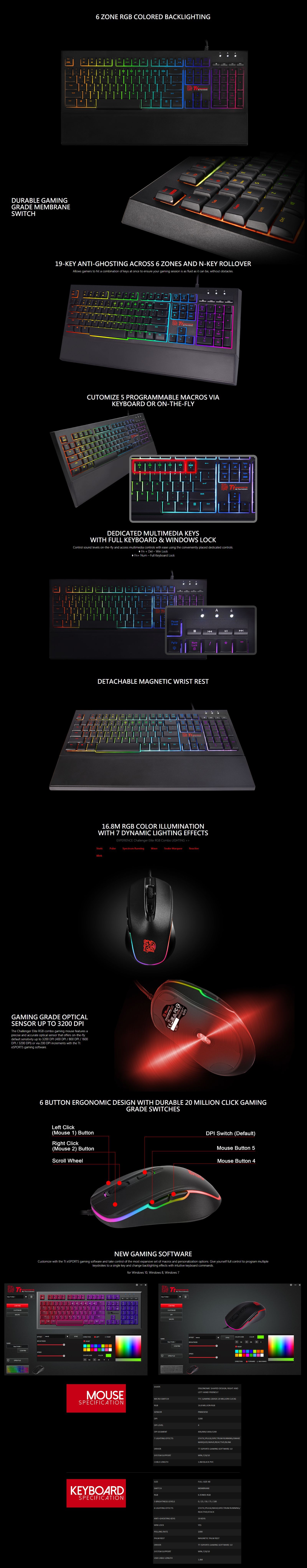 Thermaltake Challenger Elite RGB Keyboard And Mouse Combo