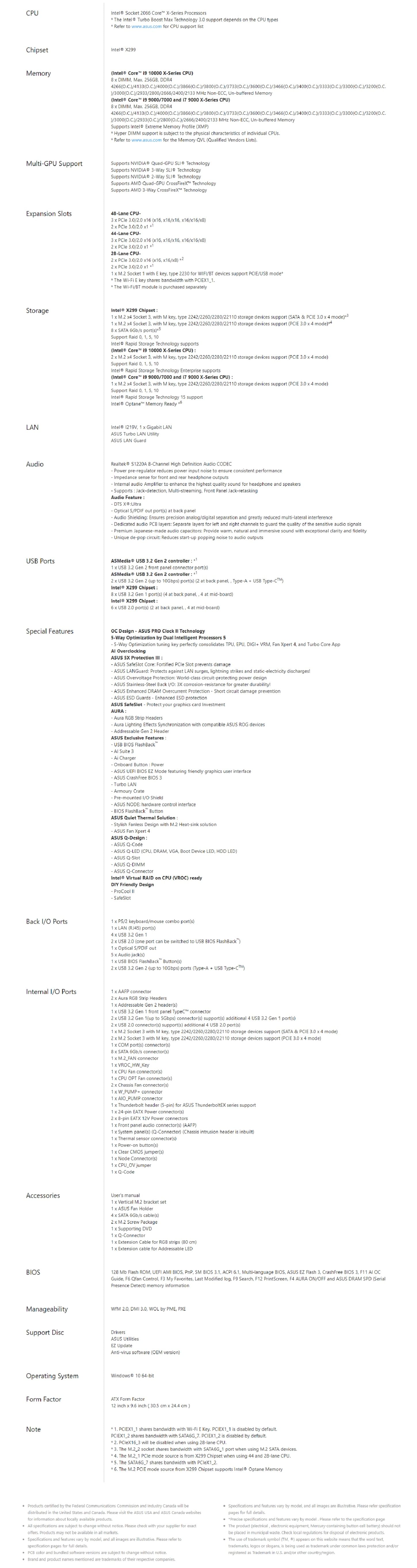 Asus Prime X299-A II LGA 2066 ATX Motherboard