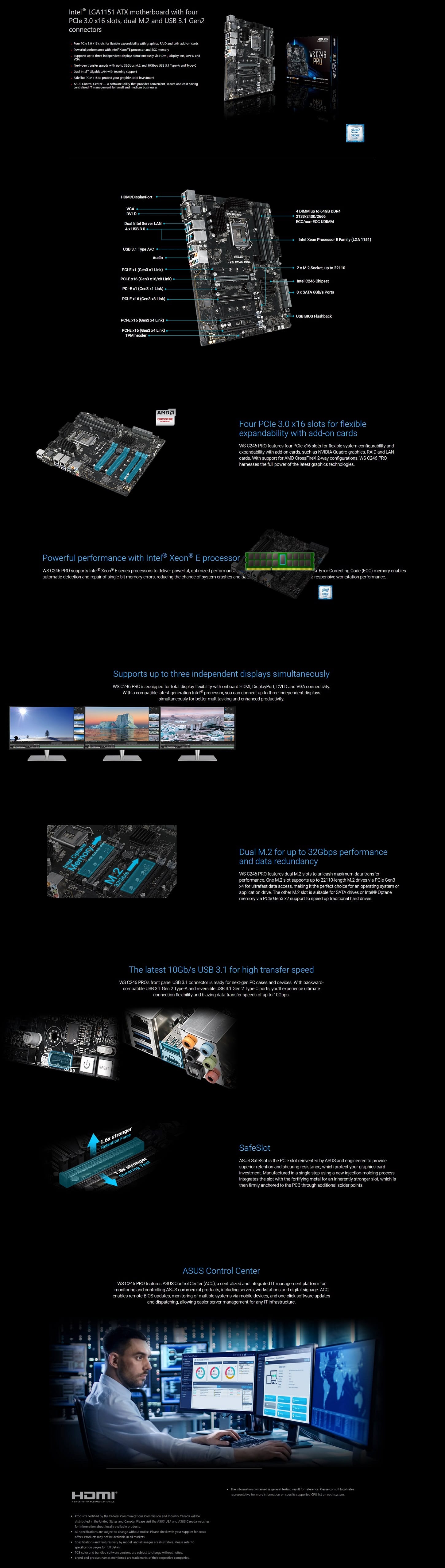Asus WS C246 Pro LGA 1151 ATX Workstation Motherboard
