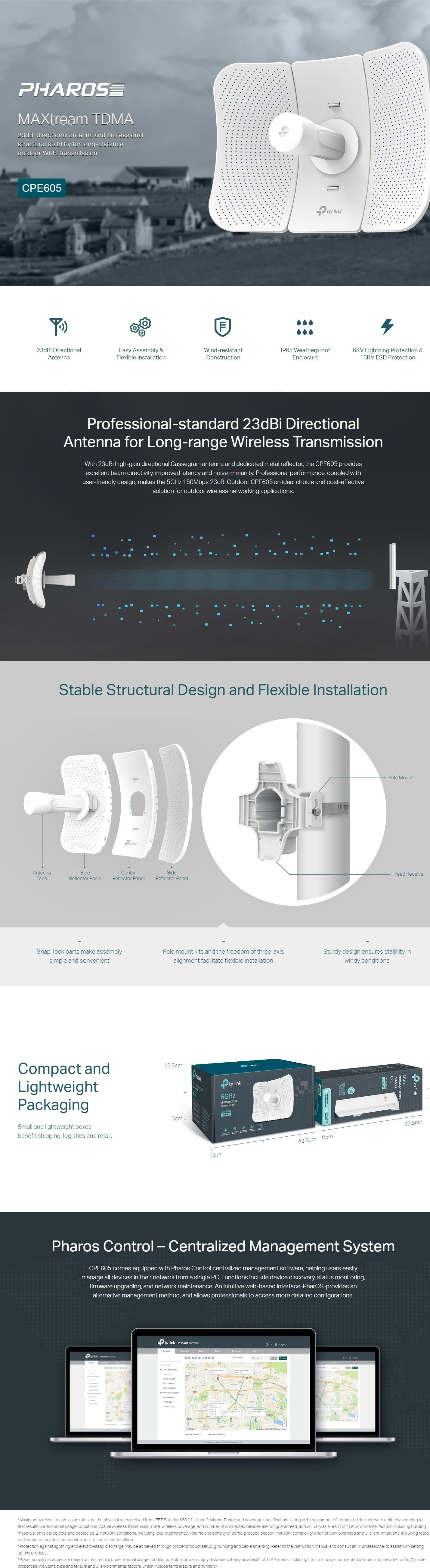 TP-Link CPE605 5GHz 23dBi 150Mbps Outdoor CPE