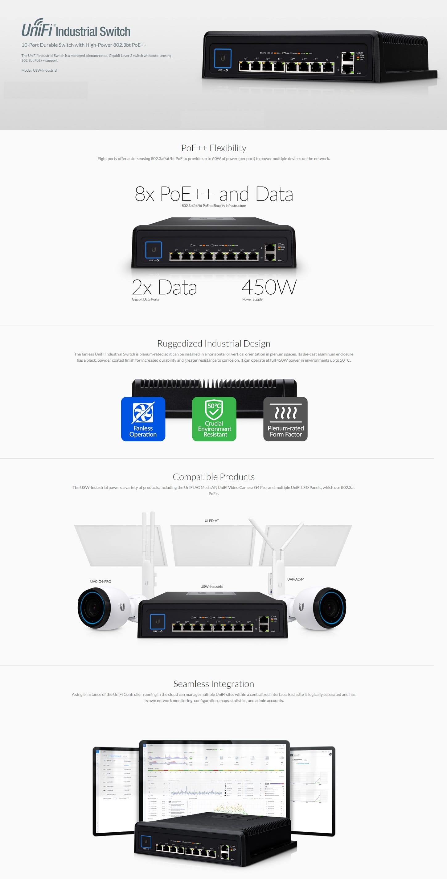 Ubiquiti USW-Industrial UniFi 10-Port Industrial Durable Poe++ Switch