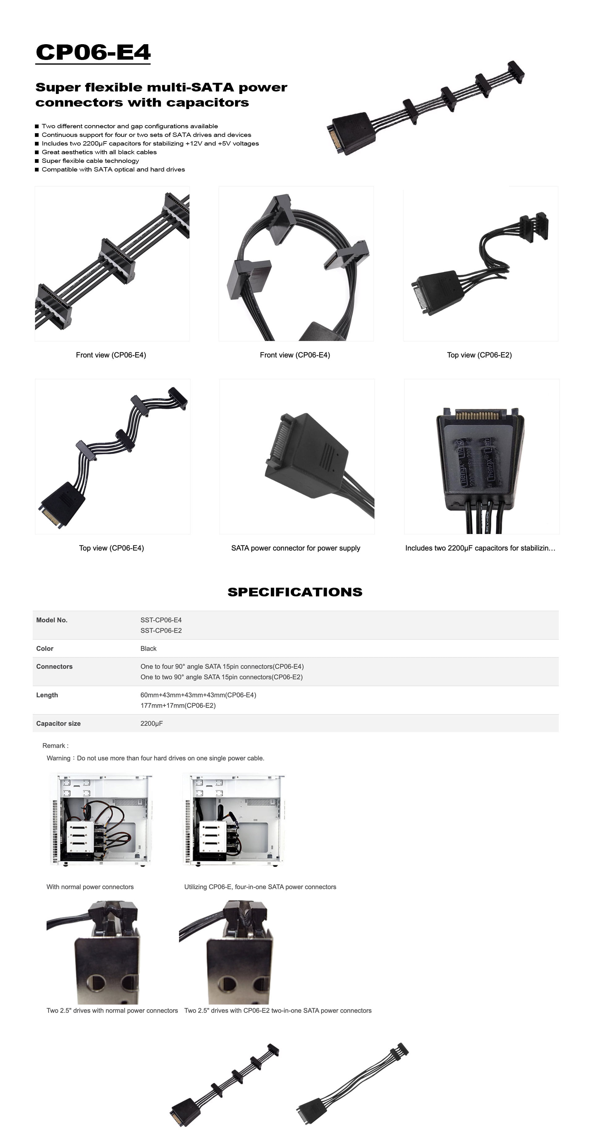Silverstone CP06-E 4 in 1 SATA Power Connector