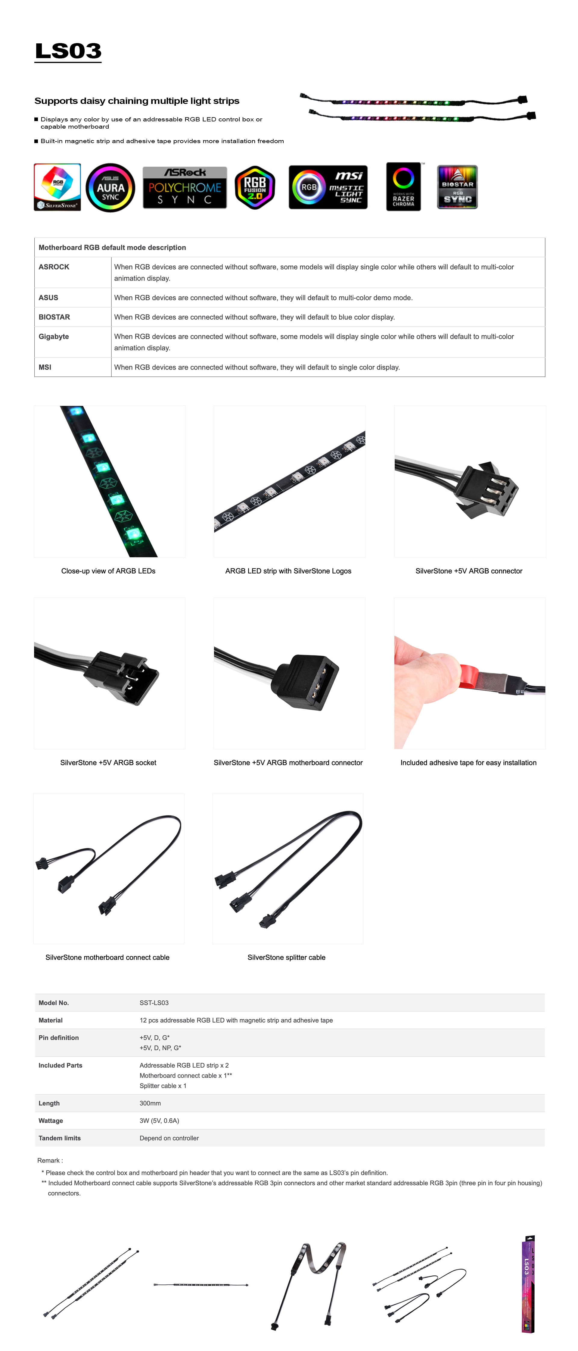 Silverstone LS03 Addressable RGB LED Flexi Strip