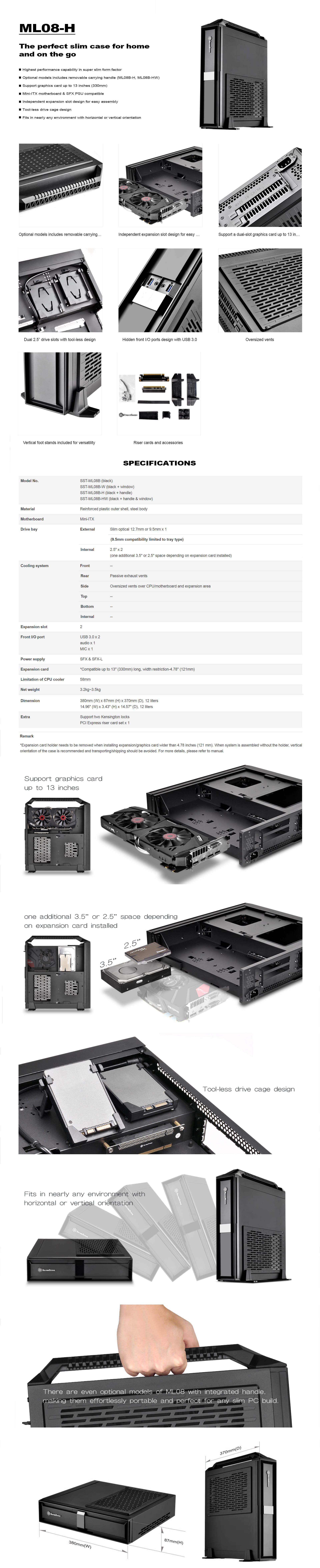 Silverstone Milo ML08 Black Mini-ITX Case with Handle