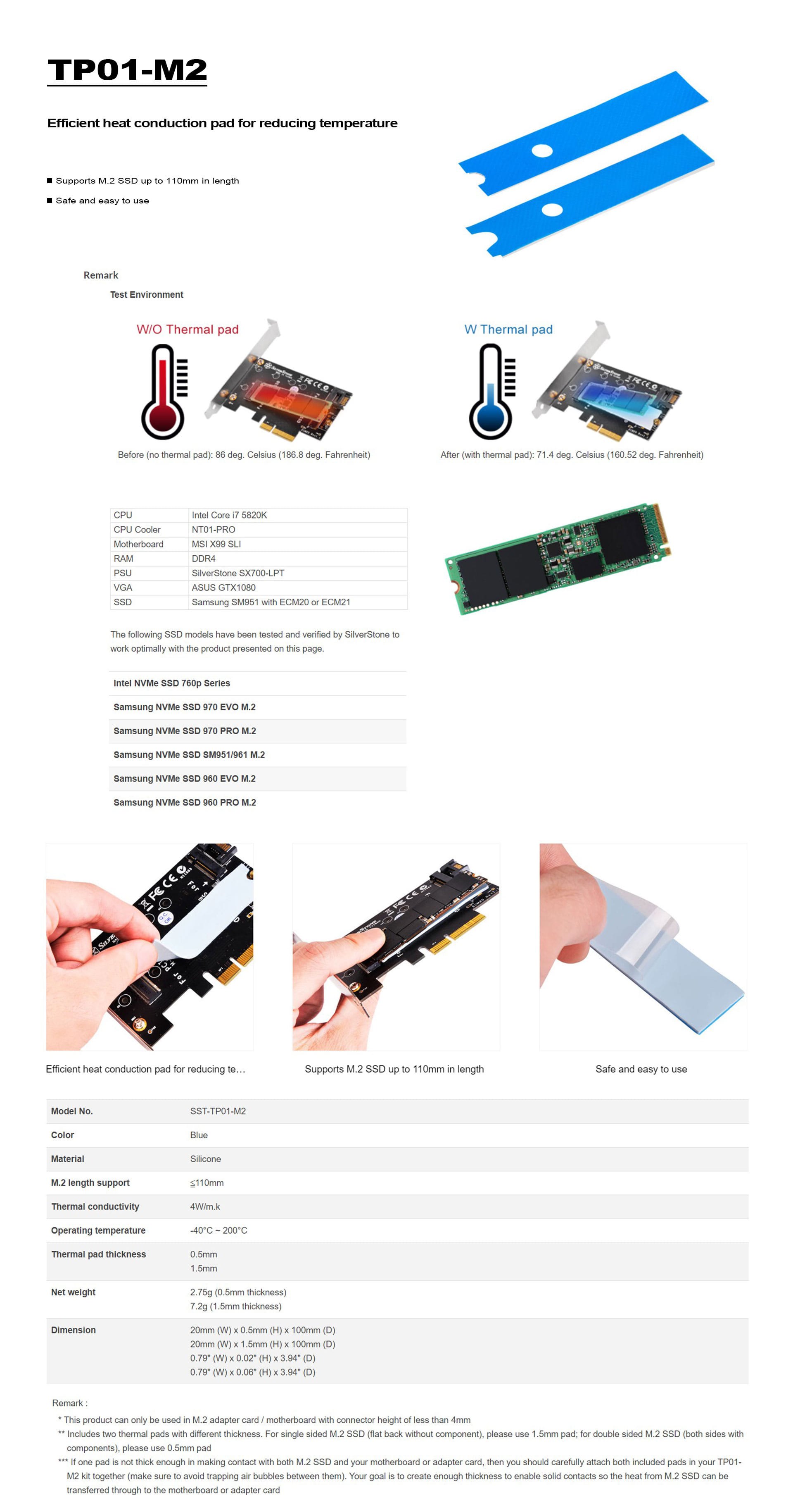 Silverstone TP01-M2 Thermal Pad for M.2 SSD