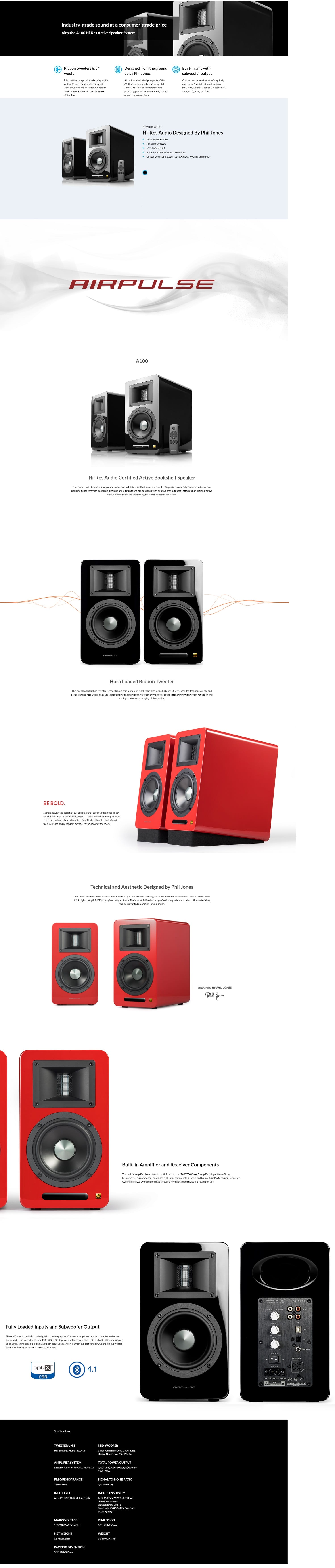Edifier AirPulse A100 Hi-Res 5" Active Speaker System - Black