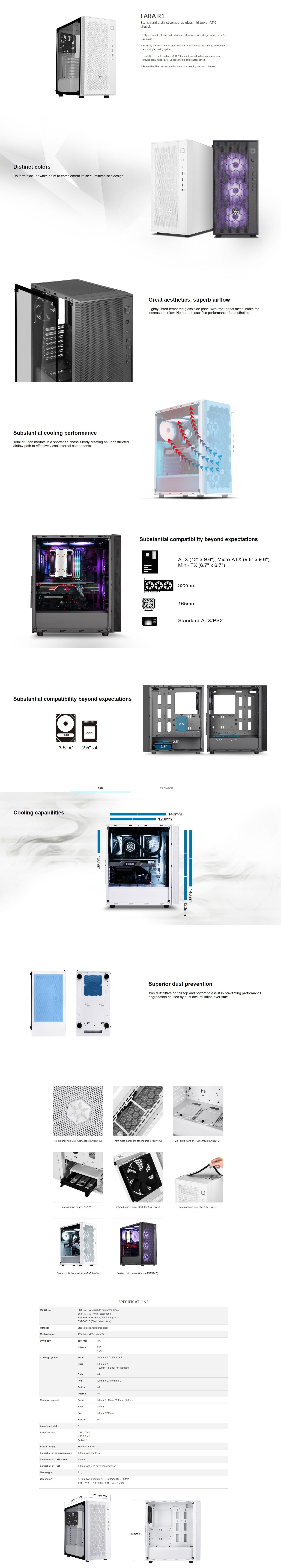 Silverstone Fara R1 ATX Tempered Glass Side Window Case - White