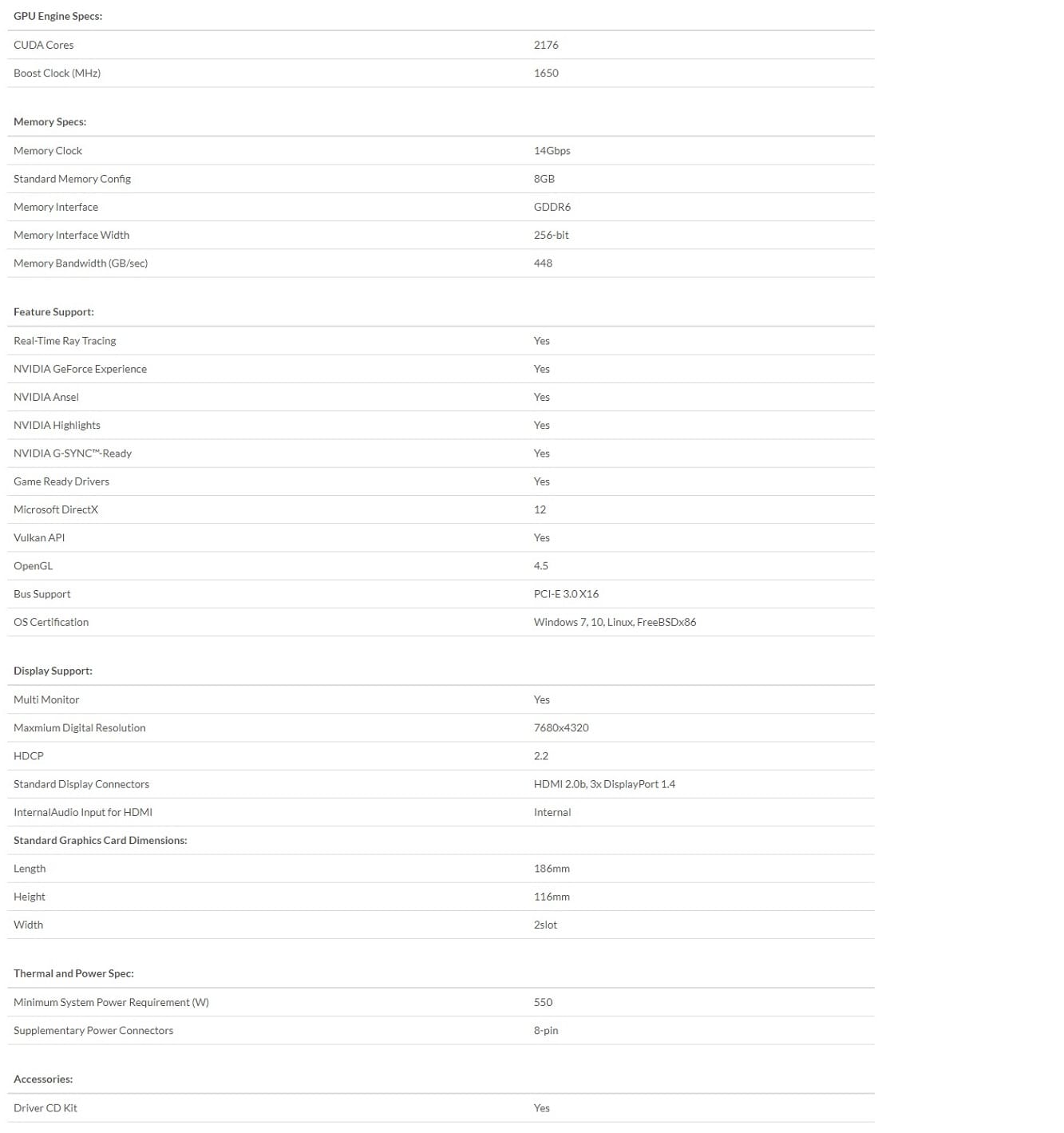 Inno3D RTX2060 Super 8GB Compact Graphics Card