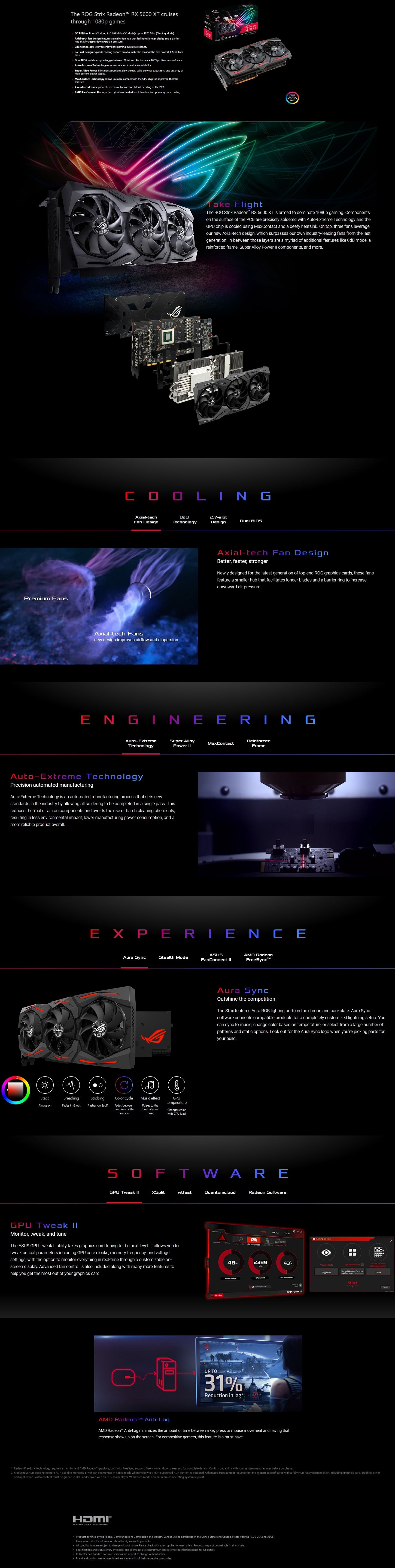 ASUS ROG Strix Radeon RX 5600 XT 6GB X3 EVO OC Gaming Graphics Card