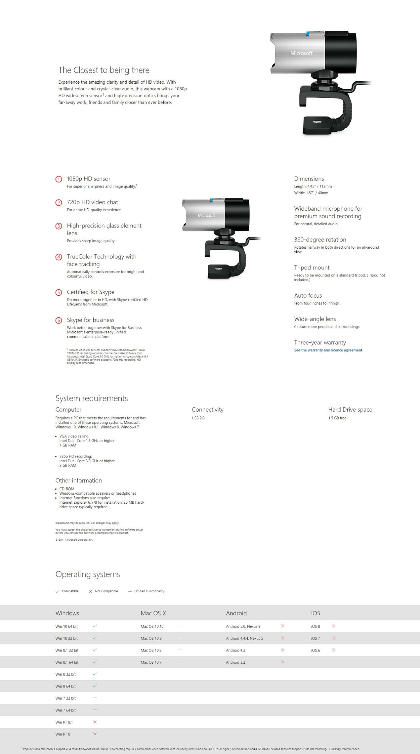 MS Lifecam Studio USB Webcam