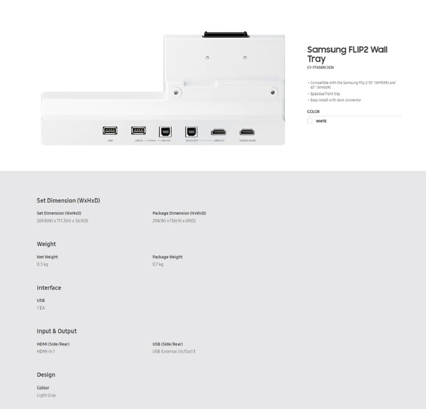 Samsung Connection Tray For Flip 2 55" And 65"