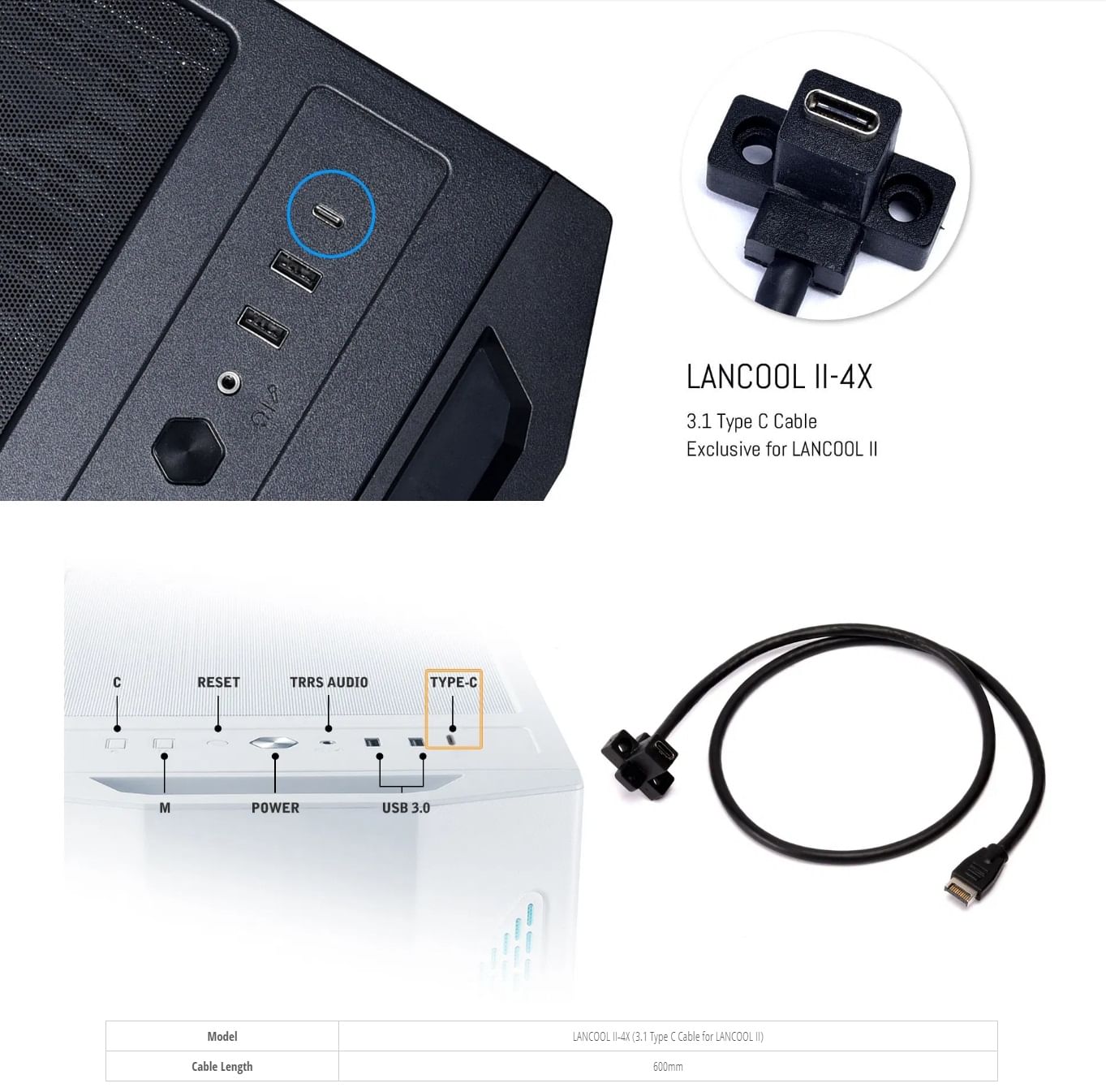 Lian Li LAN2-4X LANCOOL II 3.1 Type-C Cable