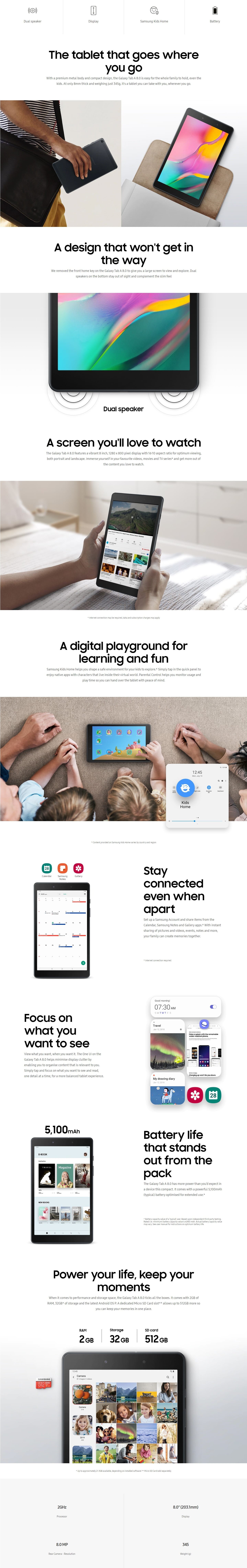 Samsung SM-T290 Galaxy Tab A 8"/32GB/2GB/WiFi-BLk