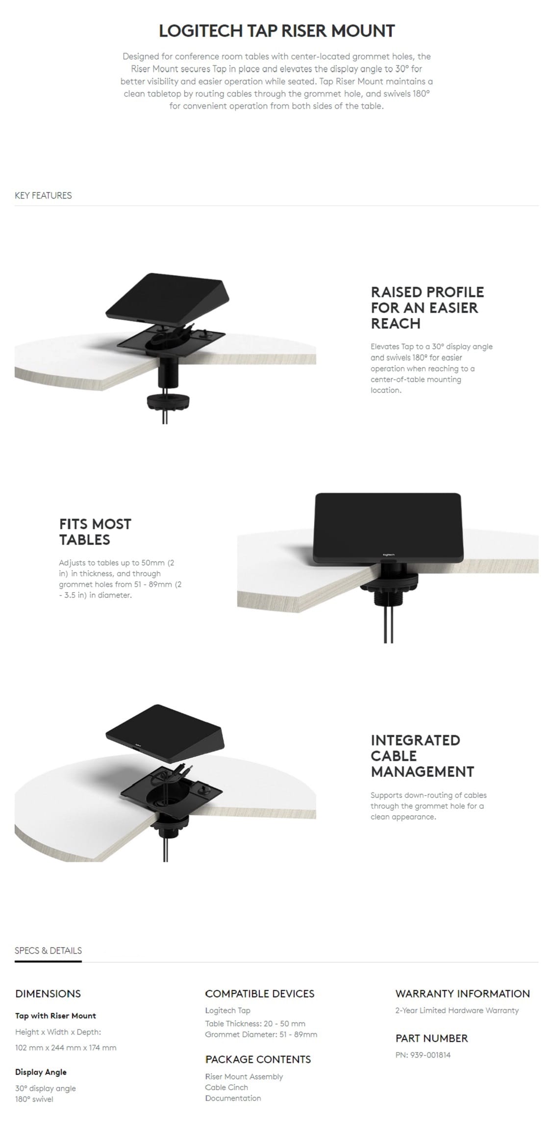Logitech Riser Mount For Logitech Tap