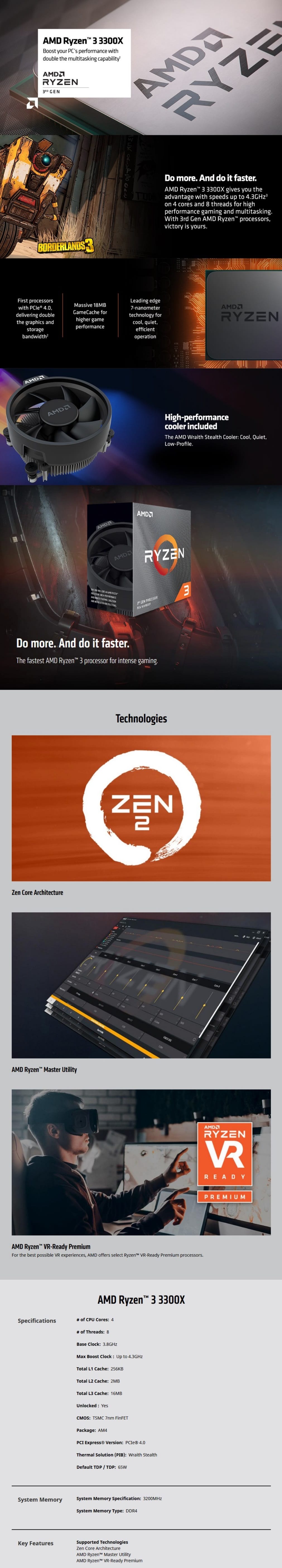 AMD Ryzen 3 3300X With Wraith Stealth Cooler Processor