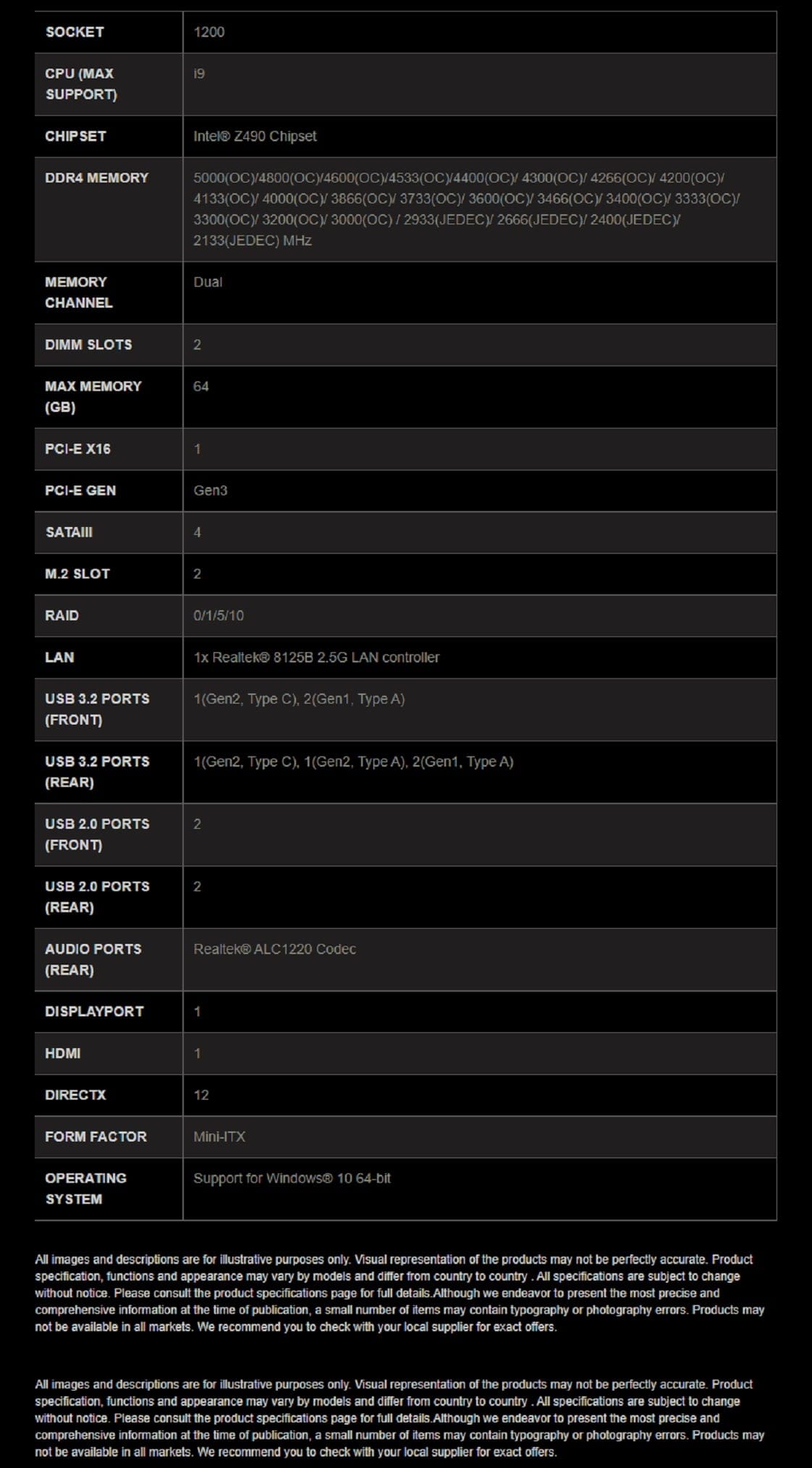 MSI MEG Z490I Unify LGA 1200 Mini-ITX Motherboard