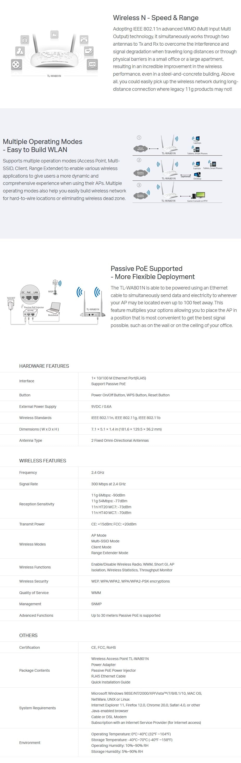 TP-Link TL-WA801N Wireless 300Mbps N Access Point