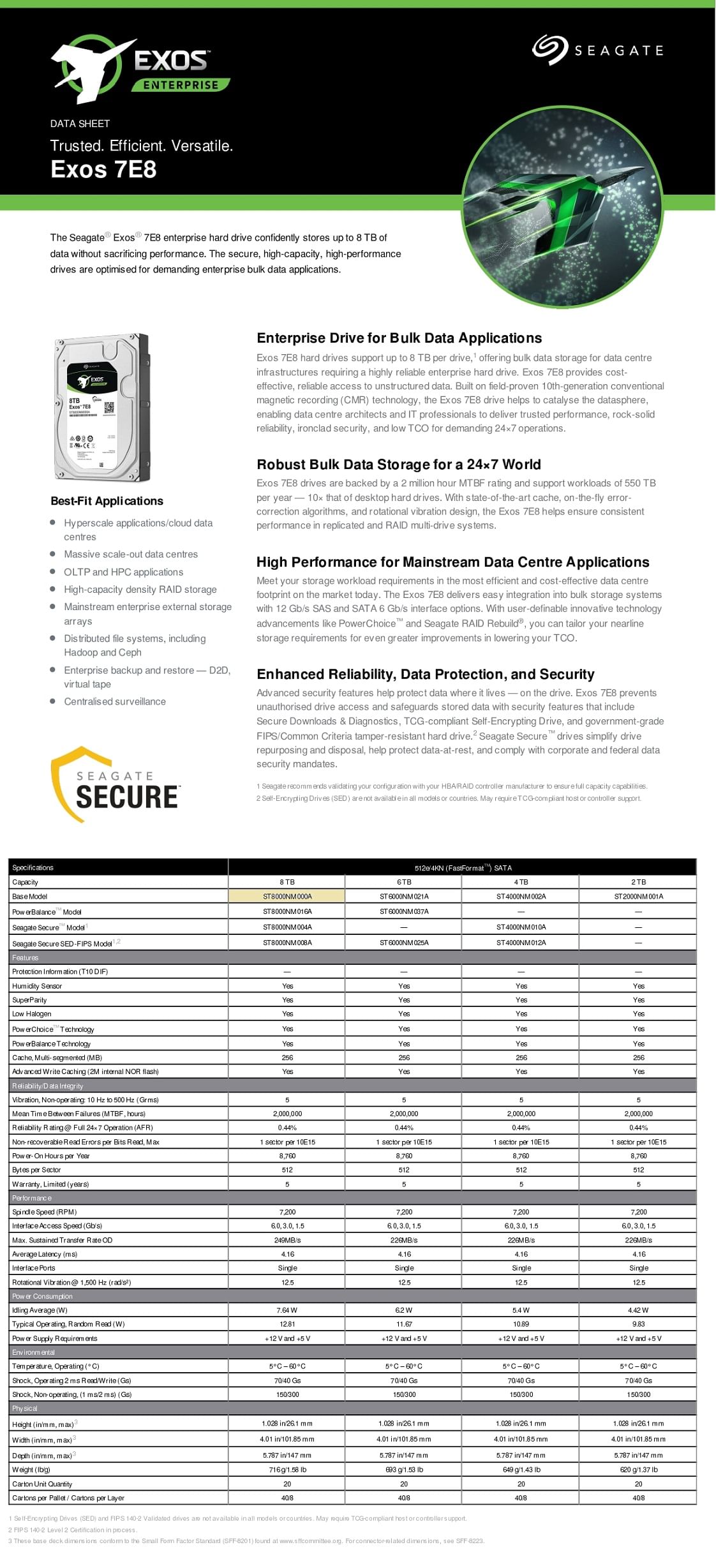 Seagate Enterprise Exos 7E8 8TB 3.5" SATA 512e HDD