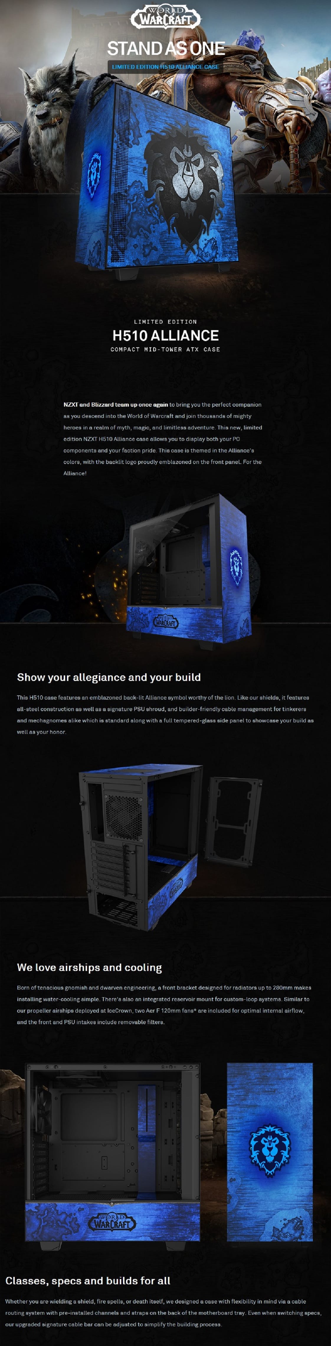NZXT H510 ATX WarCraft Alliance Edition Tempered Glass Side Computer ...